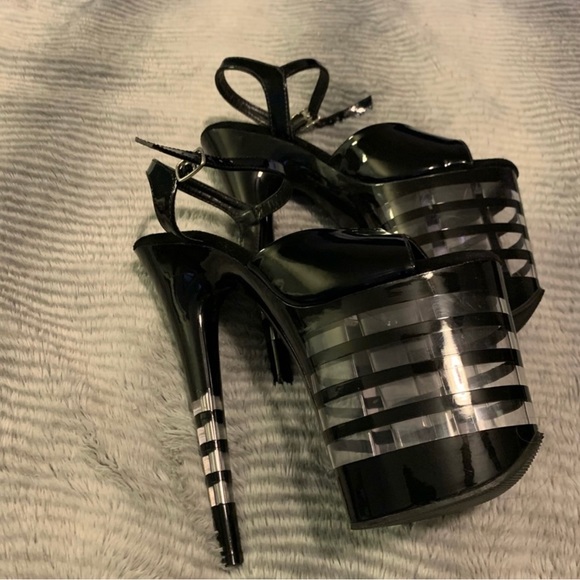 Pleaser | Shoes | Pleasers 8 Inch Flamingo Black Patent Sandal Size 8 ...